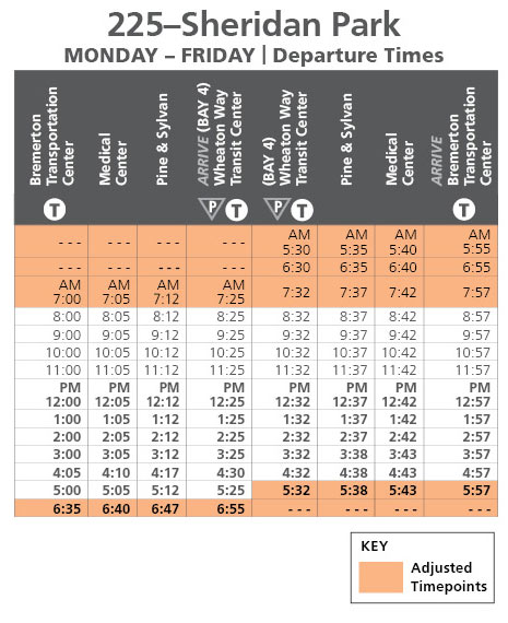 KT Rider Alert: Route 225­–Sheridan Park Schedule Change